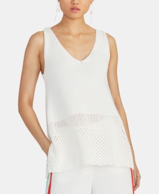 RACHEL Rachel Roy Tasha Sleeveless Open-Knit Sweater Top - Macy's