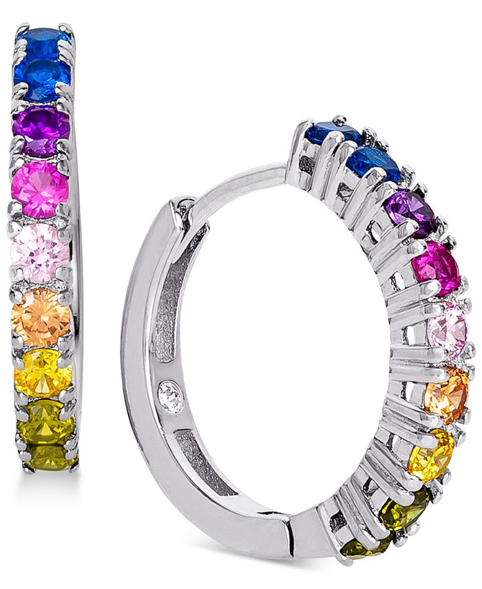 Giani Bernini Cubic Zirconia Rainbow Hoop Earrings in Sterling Silver, Created for Macy's - Macy's