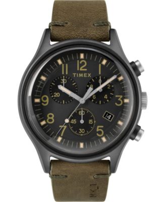 Timex Mk1 Steel Chronograph 42mm Leather Strap Watch - Macy's