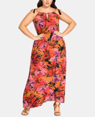 City Chic Trendy Plus Size Tassel Keyhole Maxi Dress - Macy's