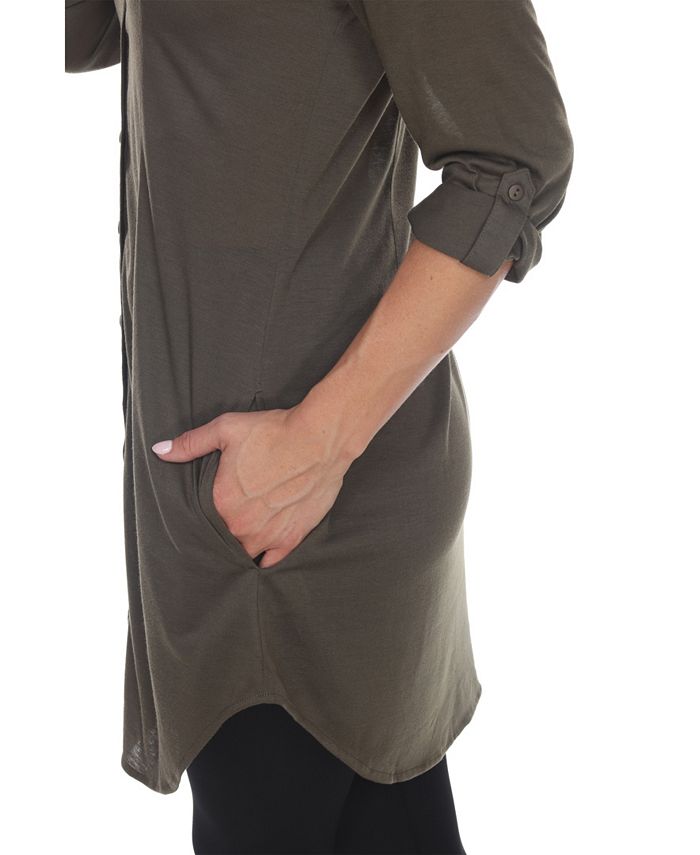 White Mark Women's Lakota Stretchy Button-Down Tunic - Macy's