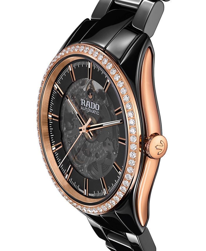 Rado Women's Swiss Automatic HyperChrome Diamond (9/10 ct. t.w.) Black ...