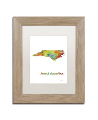 Marlene Watson 'North Carolina State Map-1' Matted Framed Art - 11" x ...