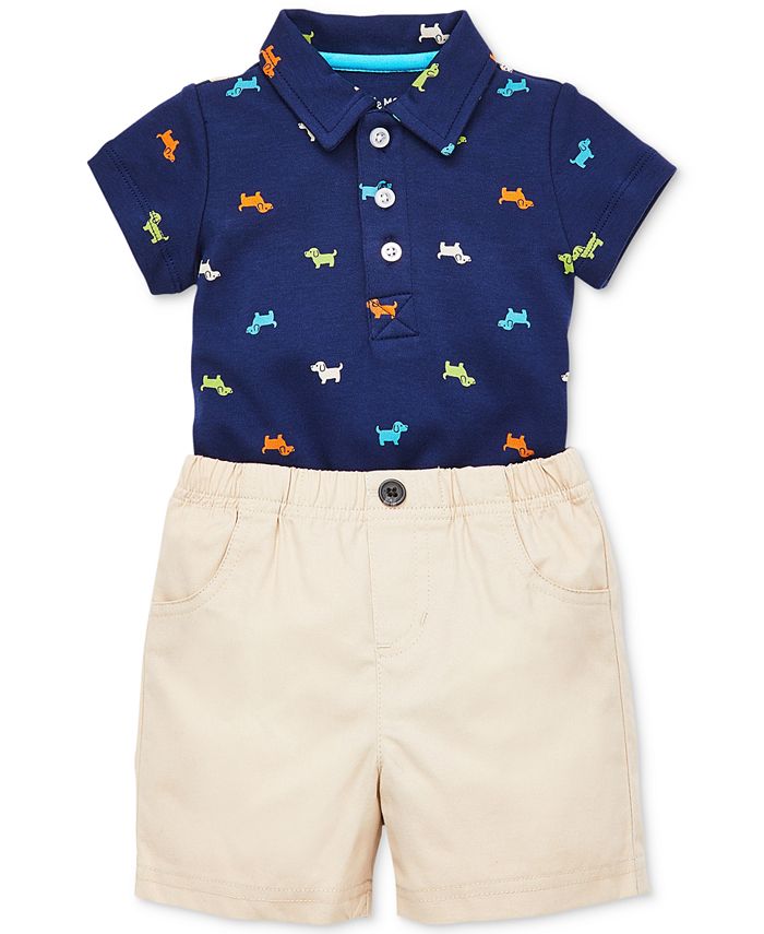 Little Me Baby Boys 2-Pc. Cotton Bodysuit & Shorts Set - Macy's