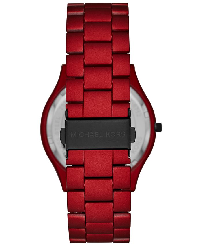 Michael Kors Men's Slim Runway Red Stainless Steel Bracelet Watch 44mm ...