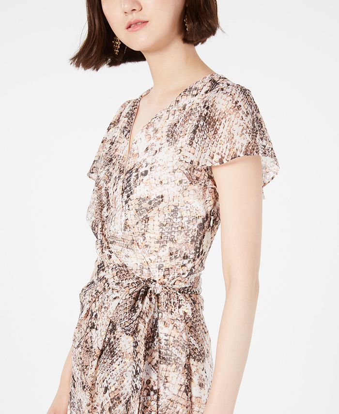 julia jordan Python-Print High-Low Wrap Dress - Macy's