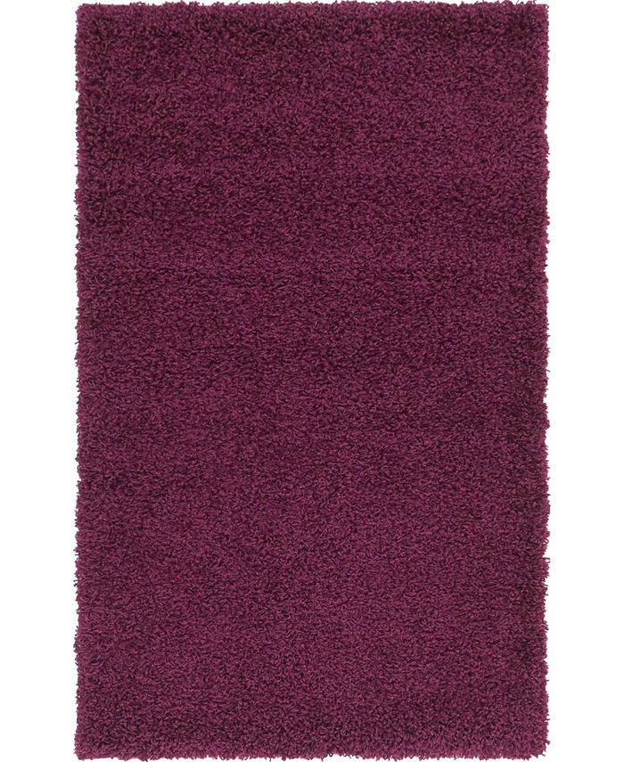 Bridgeport Home Exact Shag Exs1 Eggplant Purple 3' 3" x 5' 3" Area Rug ...