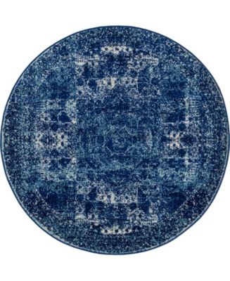 Bayshore Home Mobley Mob2 Navy Blue 5' x 5' Round Area Rug - Macy's