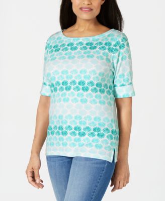 Karen Scott Ombré Shells Boat-Neck Top, Created for Macy's - Macy's