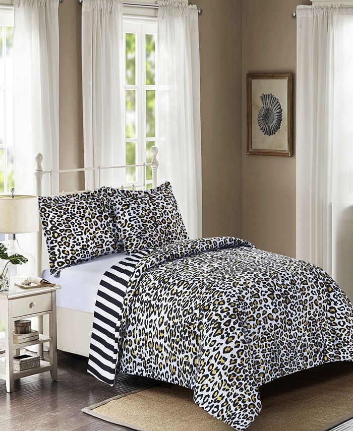 Ellison First Asia CLOSEOUT! Leopard Reversible 3-Pc. Mini Comforter ...