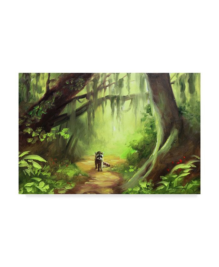 Trademark Global D Rusty Rust 'Raccoon In The Path' Canvas Art - 19" x ...