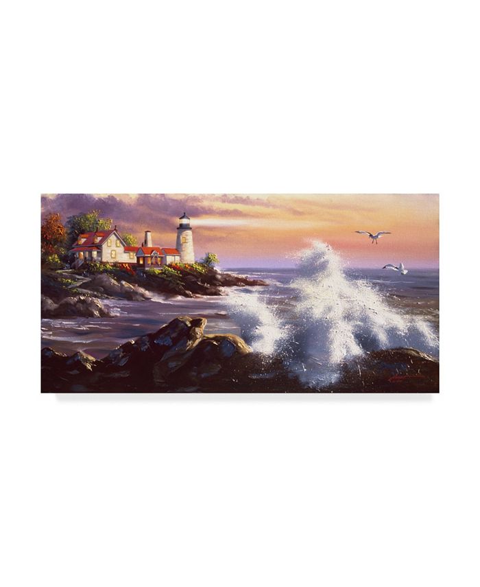 Trademark Global D. Rusty Rust 'Lighthouse Waves' Canvas Art - 12" x 24 ...