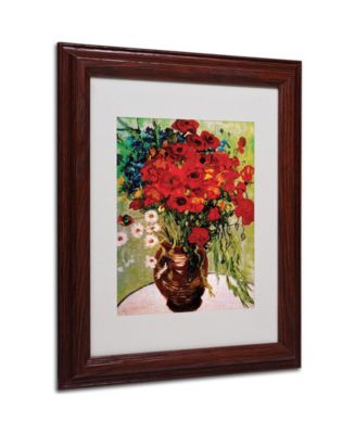 Vincent van Gogh 'Daisies and Poppies' Framed Matted Art - 14" x 11 ...