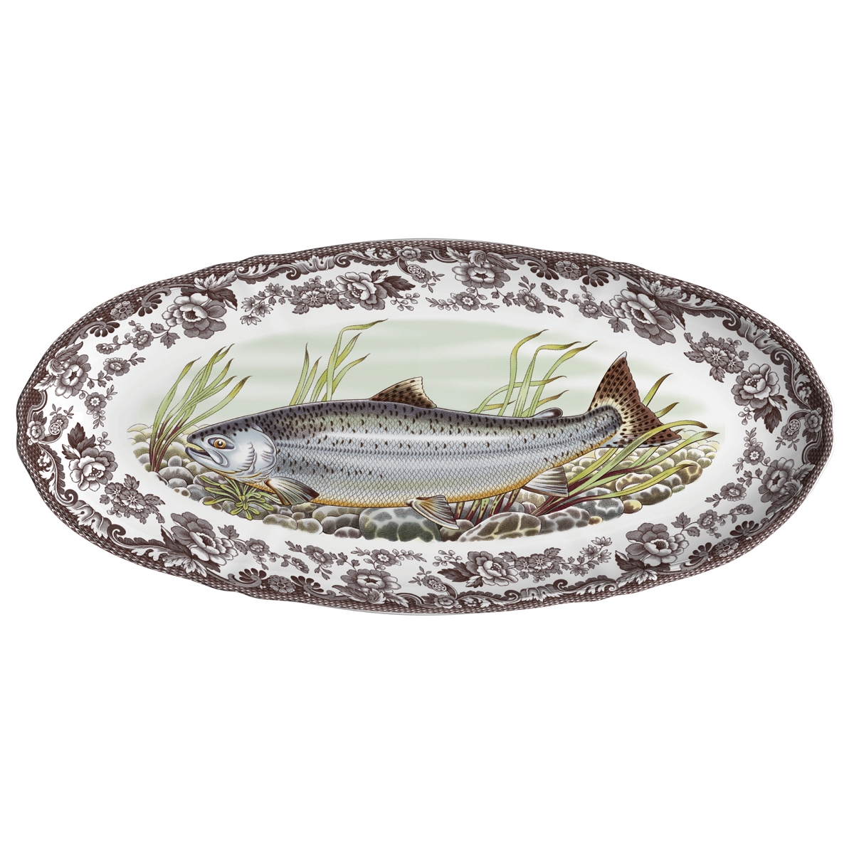 Click here for Spode Woodland King Salmon Fish Platter - Brown prices