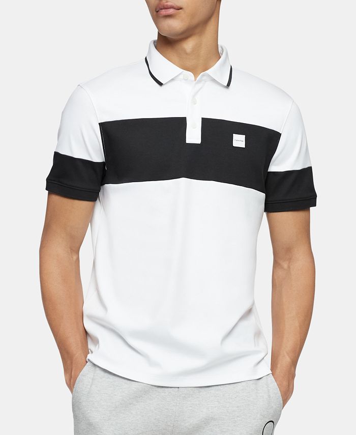 Calvin Klein Men's Regular-Fit Colorblocked Polo Shirt - Macy's