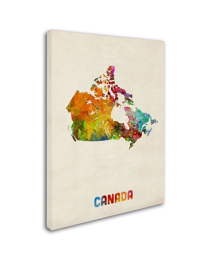 Trademark Global Michael Tompsett 'Canada Watercolor Map' Canvas Art ...