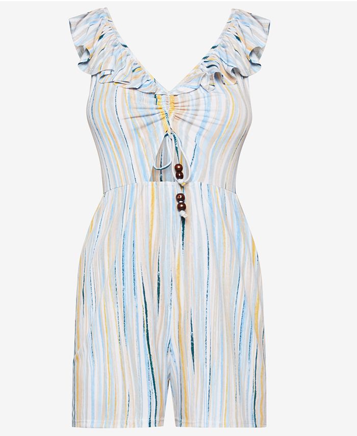 BCBGeneration Printed Flounce Romper - Macy's