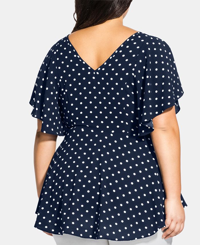 City Chic Trendy Plus Size Dot-Print High-Low Top - Macy's
