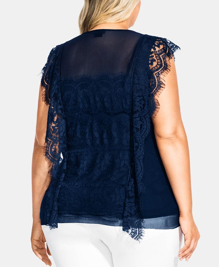 City Chic Trendy Plus Size Lace Overlay Top - Macy's