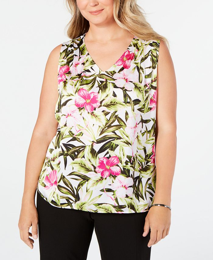 Kasper Plus Size Floral-Print Top - Macy's