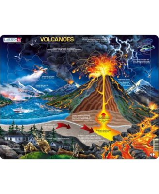 Larsen Puzzles Volcanoes Educational Jigsaw Puzzle 70 Piece Tray Frame ...