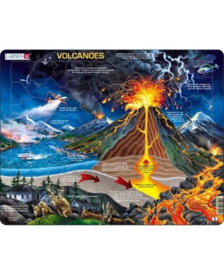 Larsen Puzzles Volcanoes Educational Jigsaw Puzzle 70 Piece Tray Frame ...