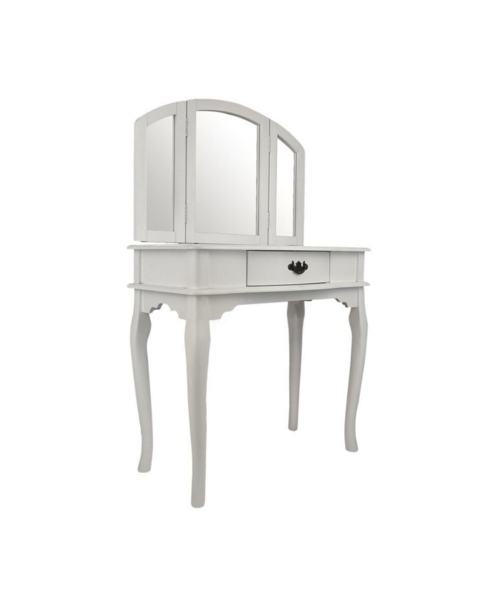 Benzara Wooden Vanity Set Featuring Stool And Mirror - Macy's