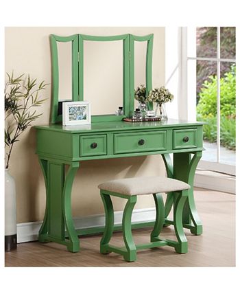 Benzara Modish Vanity Set Featuring Stool And Mirror - Macy's
