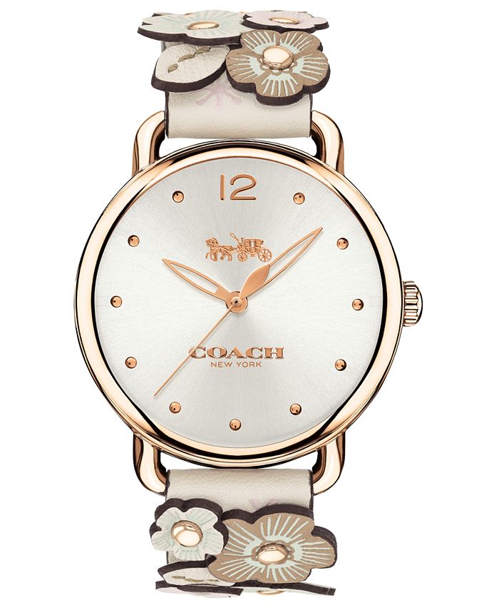 COACH Women's Delancey White Leather Strap Watch 36mm - Macy's