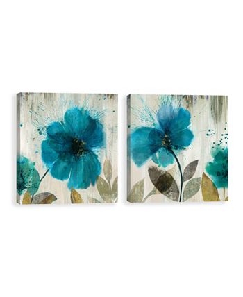 Artissimo Designs Teal Splash Hand Embellished Canvas - Macy's