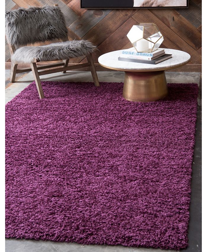 Bridgeport Home Exact Shag Exs1 Eggplant Purple 3' 3" x 5' 3" Area Rug ...
