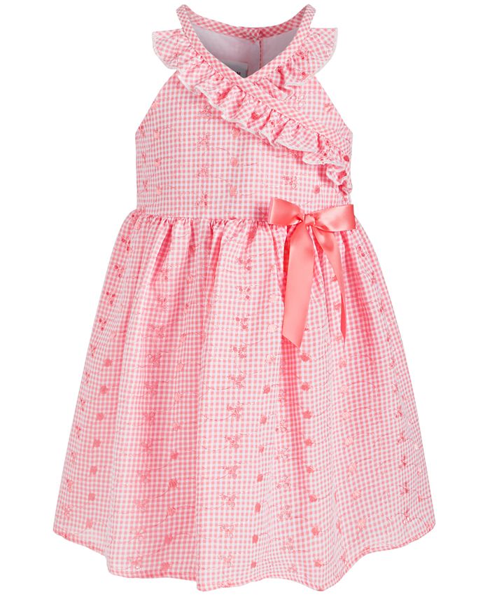 Bonnie Jean Toddler Girls Gingham-Print Eyelet Dress - Macy's