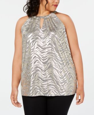 INC Plus Size Metallic Halter-Neck Top - Macy's
