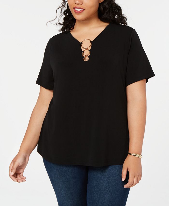 INC International Concepts INC Plus Size Lace-Up Top, Created for Macy ...