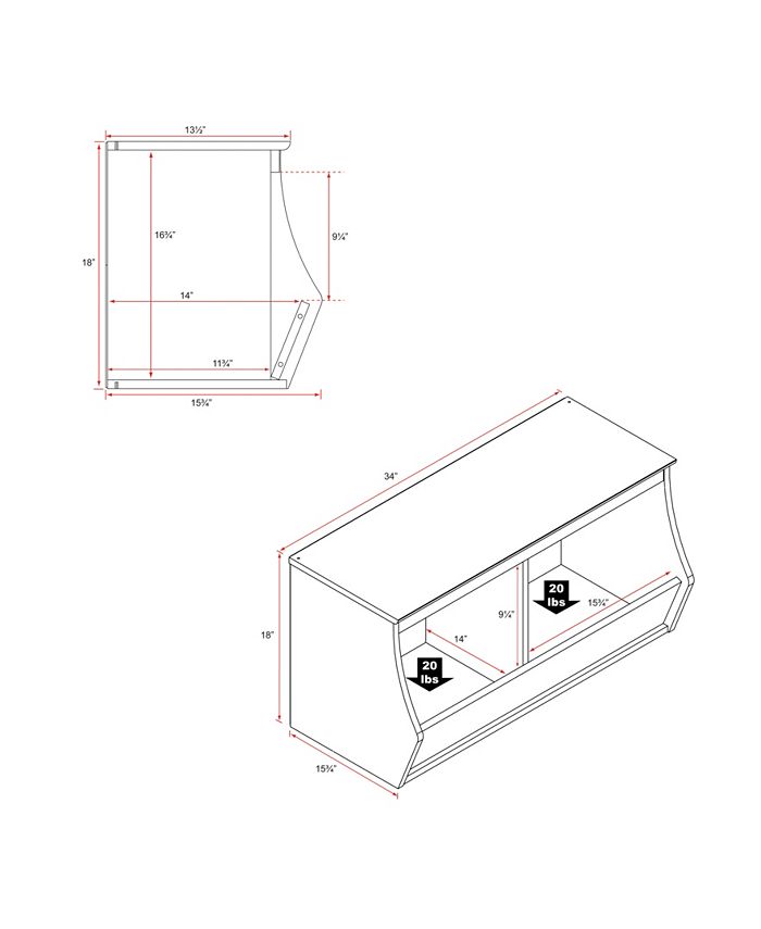 Prepac Monterey Stacked 4-Bin Storage Cubbie - Macy's