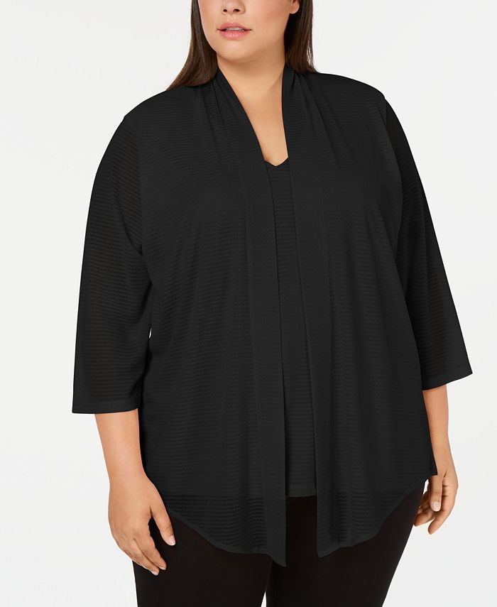 Calvin Klein Plus Size Layered Look Top & Reviews - Tops - Plus Sizes ...