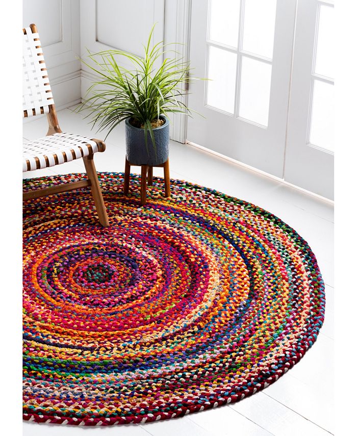 Bayshore Home Roari Cotton Braids Rcb1 Multi 6' x 6' Round Area Rug ...