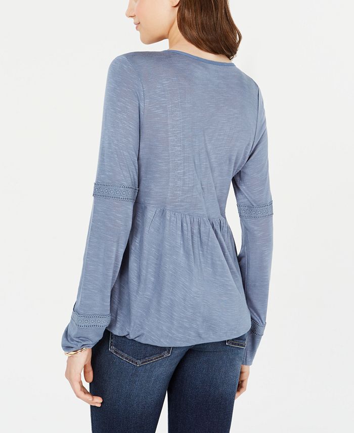 American Rag Juniors' Pintuck & Crochet Peasant Top, Created for Macy's ...