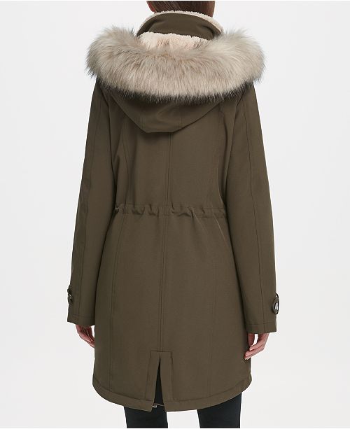 DKNY Faux-Fur-Trim Hooded Parka Coat & Reviews - Coats - Women - Macy's