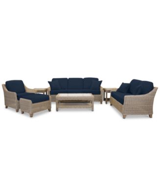 Willough Wicker Outdoor 7-Pc. Set (1 Sofa, 1 Loveseat, 1 Club Chair, 1 ...
