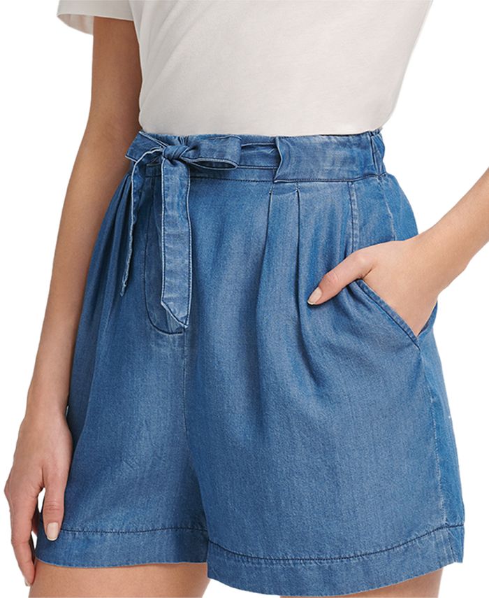DKNY Drawstring Denim Shorts - Macy's