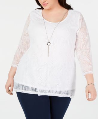 JM Collection Plus Size Textured Necklace Top, Created for Macy's - Macy's