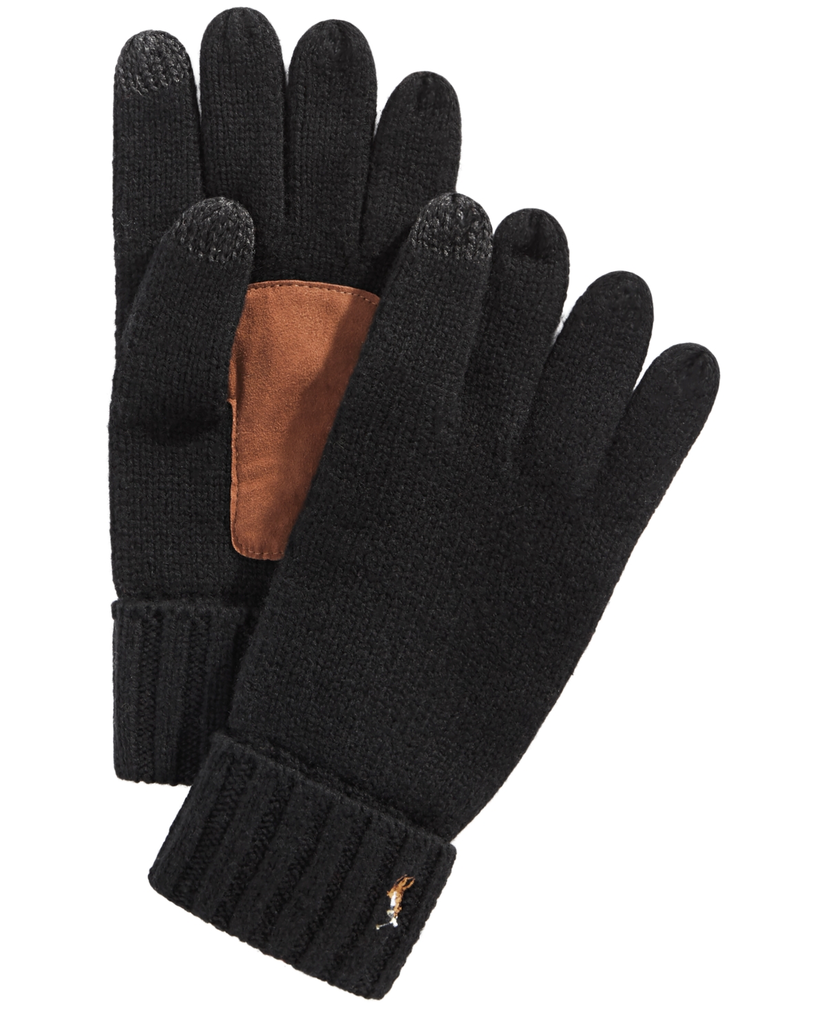 Click here for Mens Leather Patch Signature Gloves - Black prices
