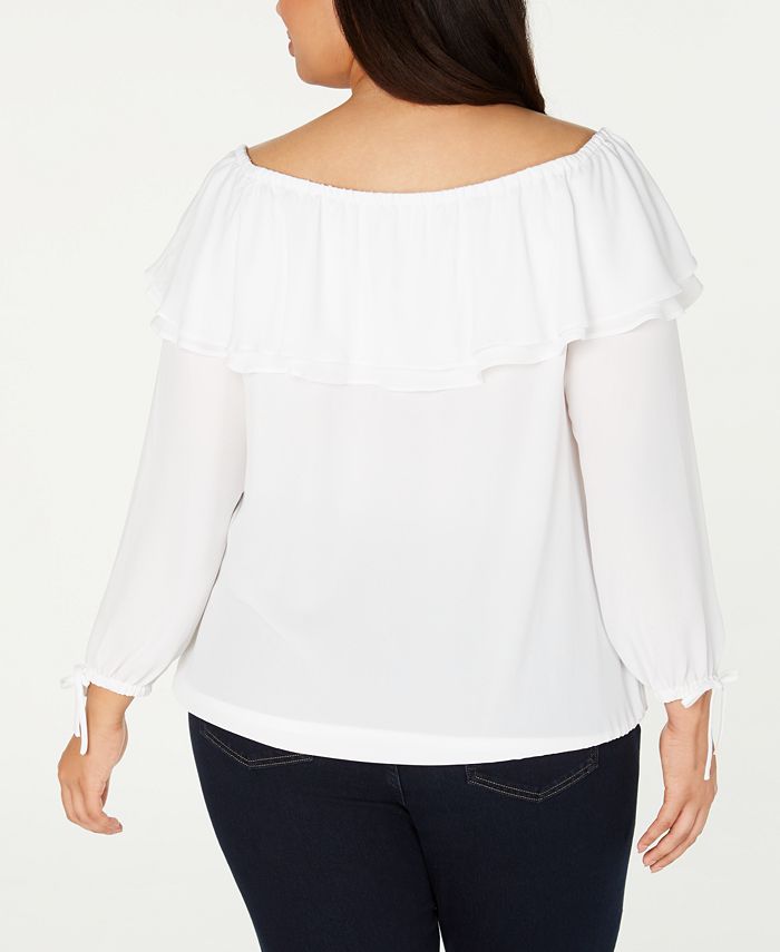 Michael Kors Plus Size Ruffled Off-The-Shoulder Top - Macy's