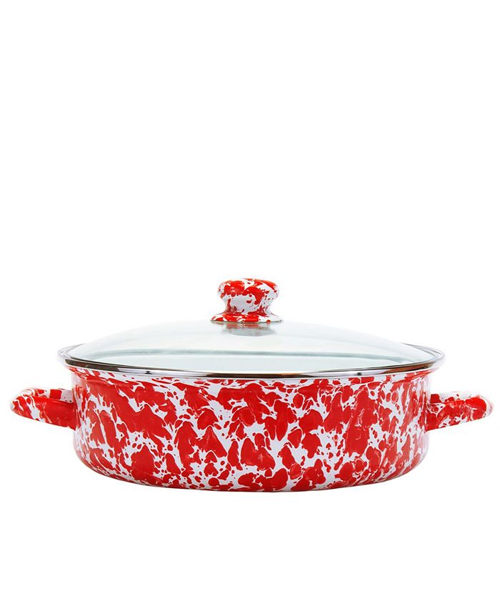Golden Rabbit Red Swirl Enamelware Collection 5 Quart Saute Pan - Macy's