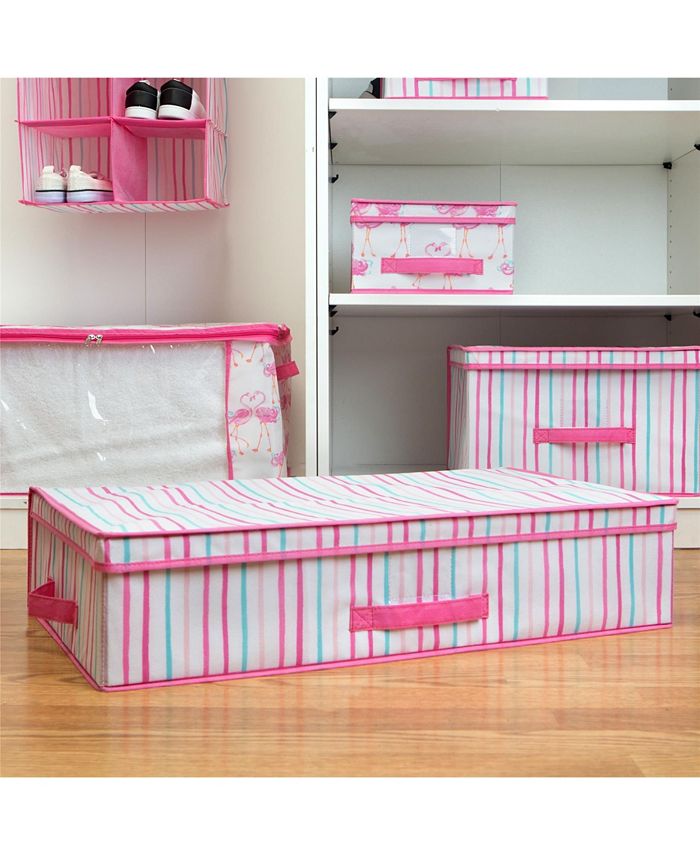 Laura Ashley Kids Under the Bed Storage Box in Painterly Pink Stripe ...