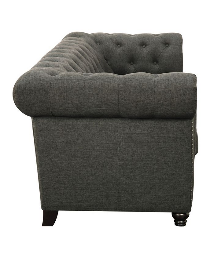 Macy's Coaster Home Furnishings Roy Button-tufted Sofa with Rolled Back ...