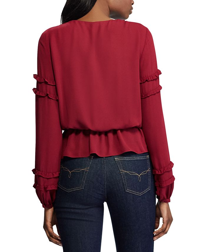 Lauren Ralph Lauren Ruffle-Trim Georgette Top - Macy's