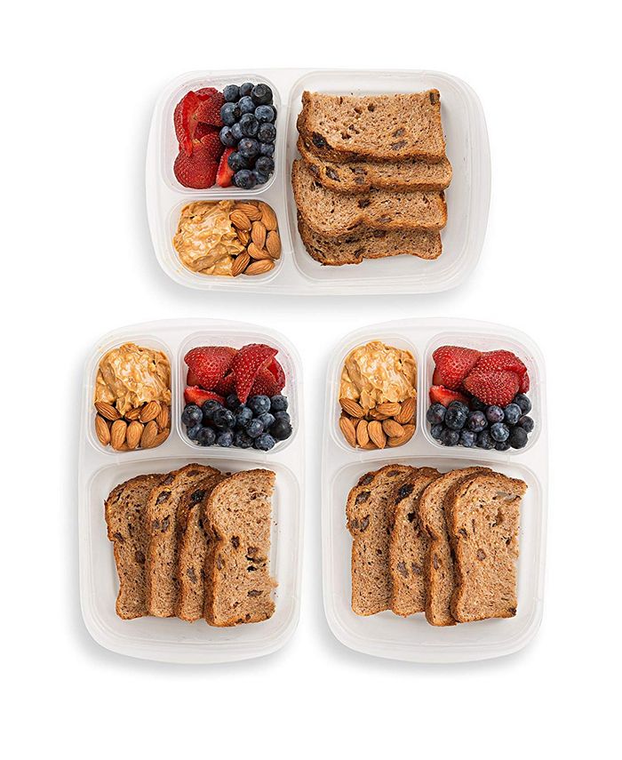 California Home Goods 3 Compartment Reusable Food Storage Containers ...