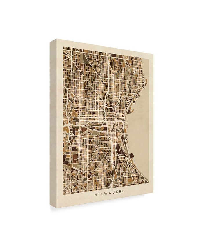 Trademark Global Michael Tompsett Milwaukee Wisconsin City Map Brown ...